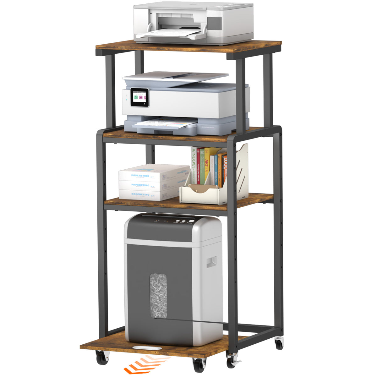 4 Tier Rolling Printer Cart with Wheels and Adjustable Printer Stand ...