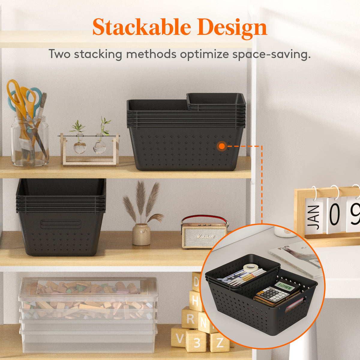 7-Pack Stackable Plastic Storage Baskets - Lifewit – Lifewitstore