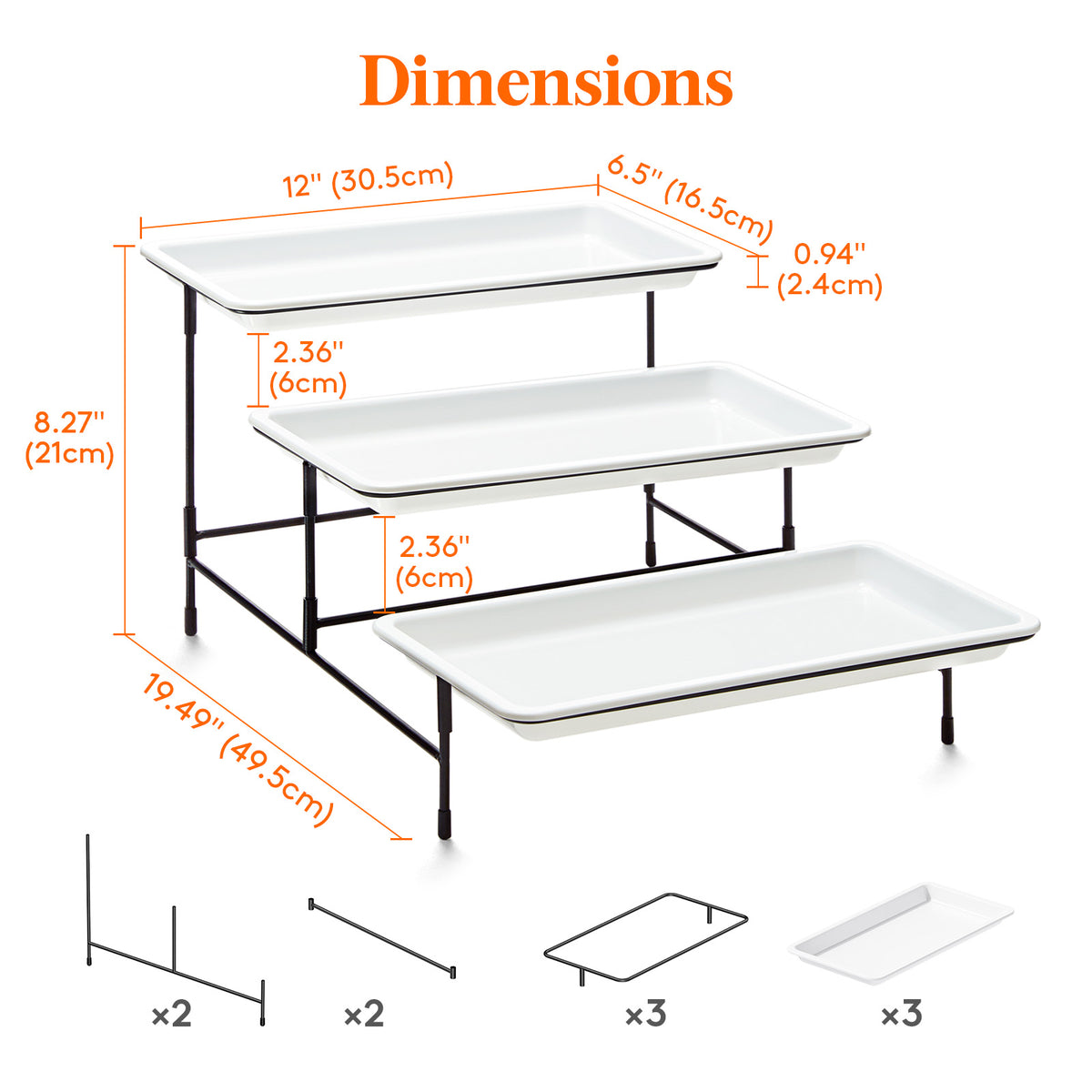 3 tier white plastic food serving tray - Lifewit – Lifewitstore