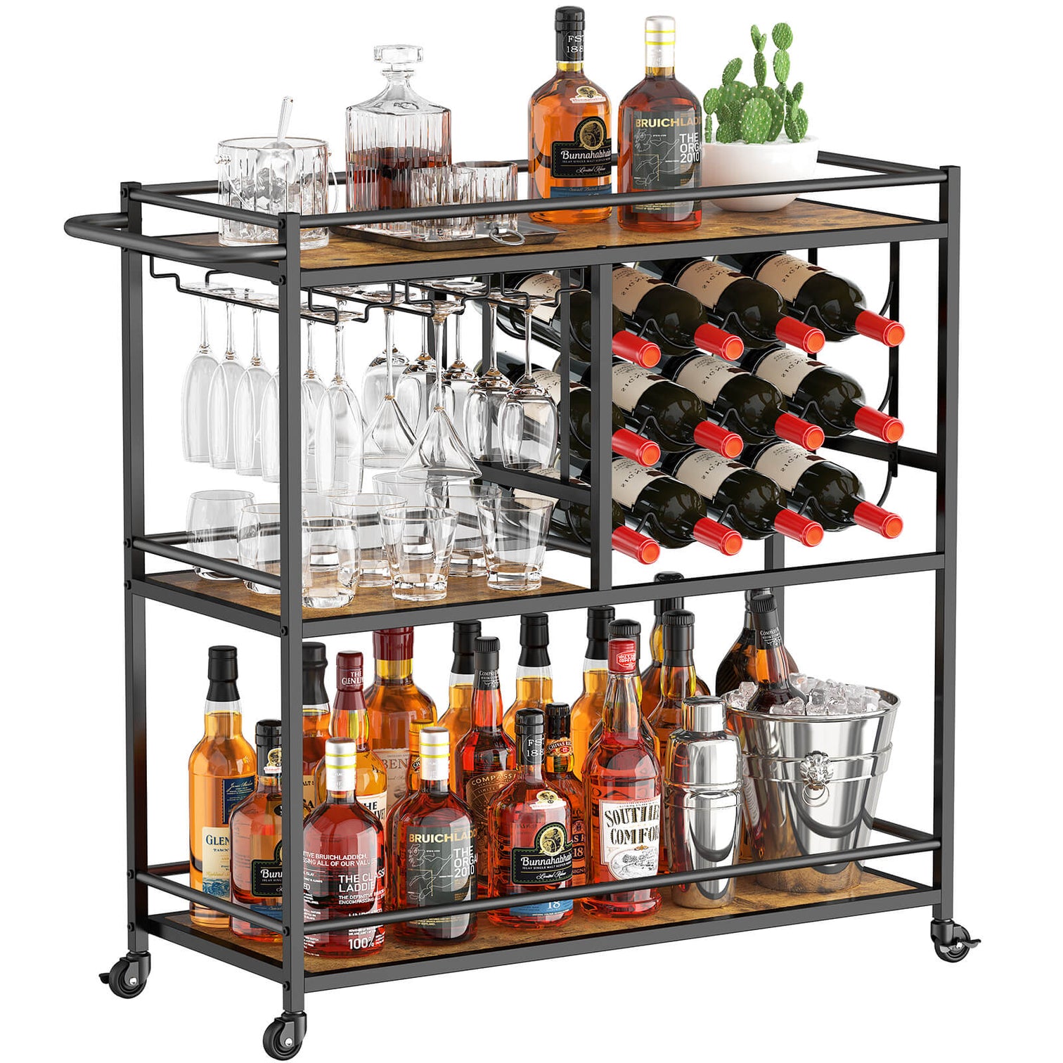 3 Tier Bar Cart with Wine Rack - Lifewit – Lifewitstore