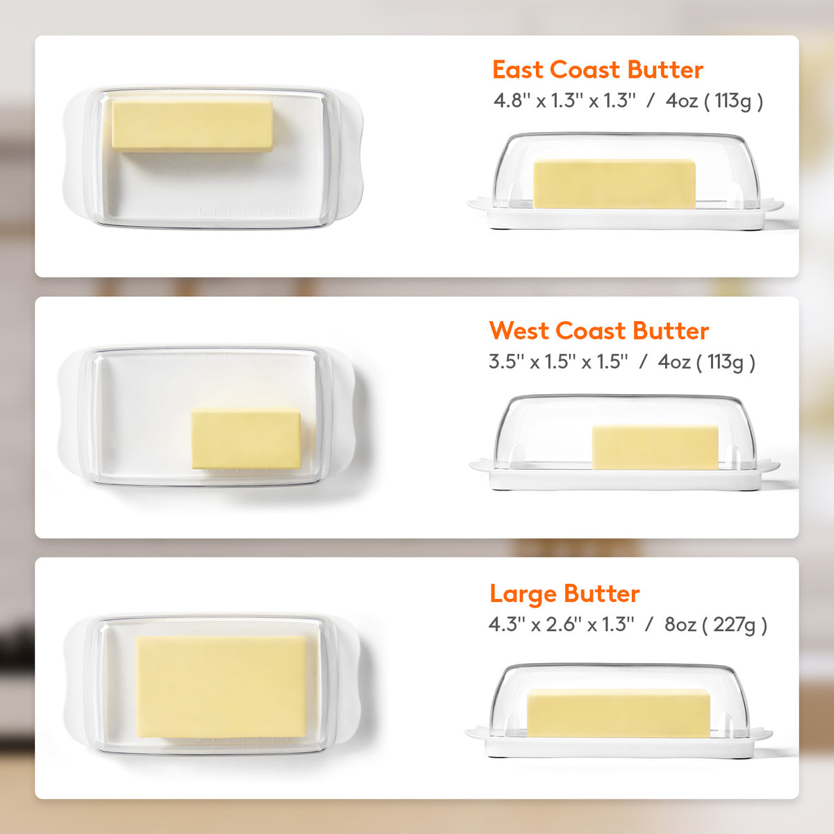 Butter Dish With Lid, Extra Large Plastic Butter Holder Container ...