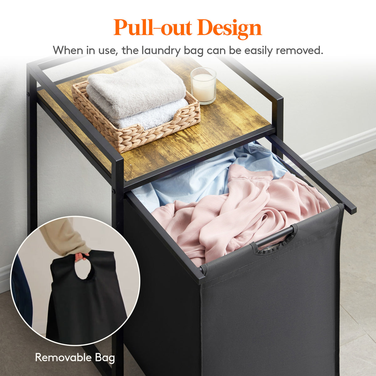 Black Pull Out Laundry Hamper - lifewit – Lifewitstore