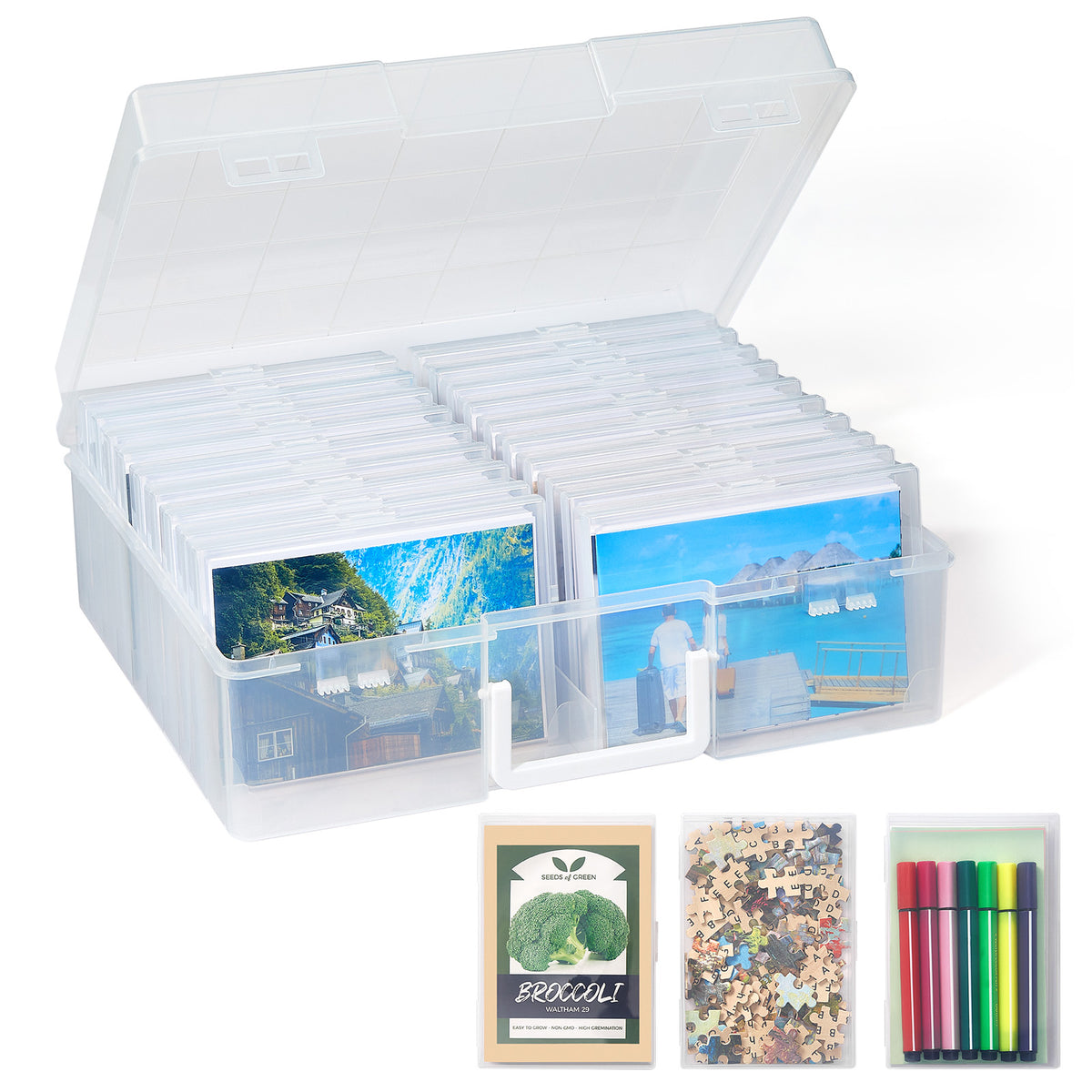 Photo Storage Box 4" x 6" Photo Case, 20 Inner Photo Keeper, Clear ...