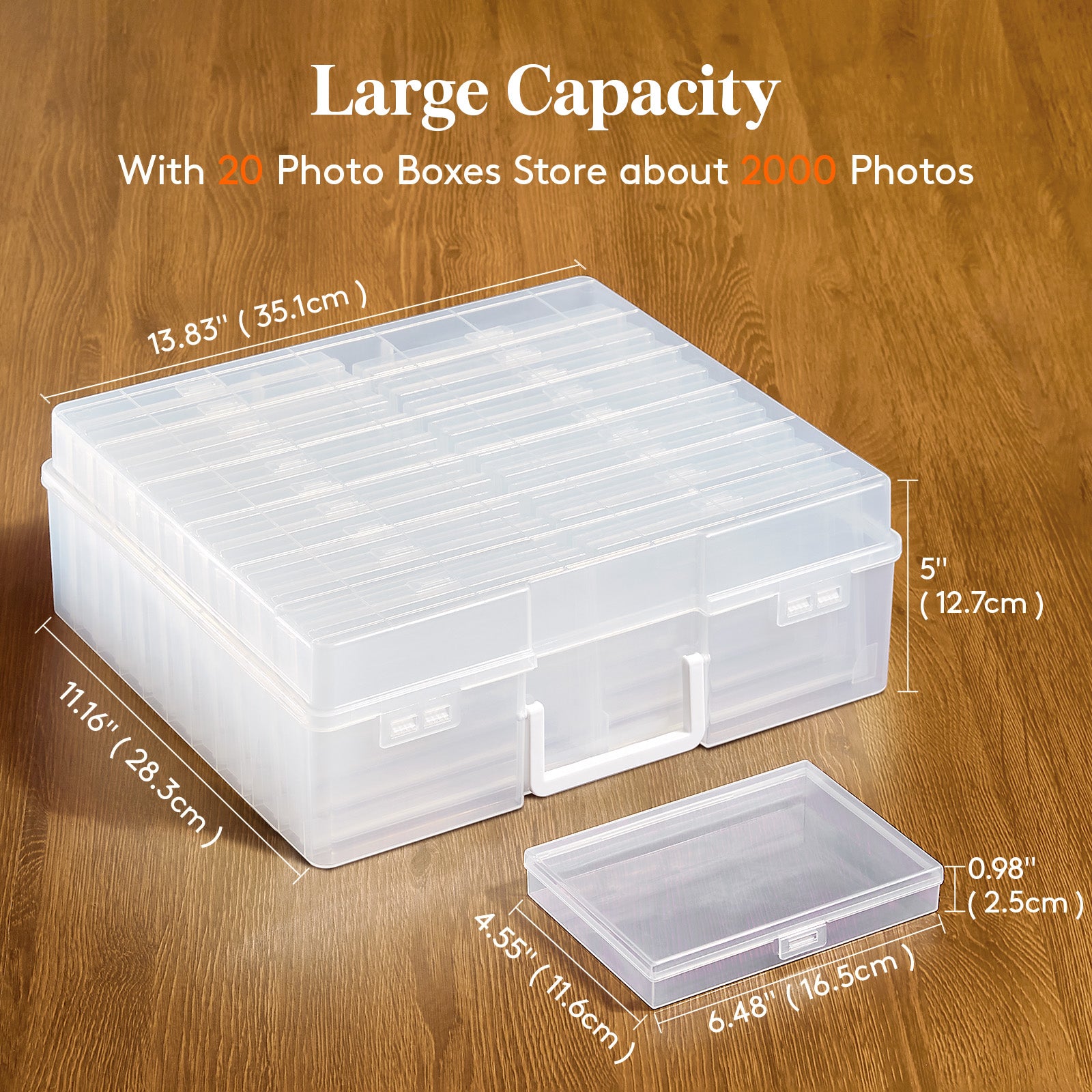 Photo Storage Box 4" x 6" Photo Case, 20 Inner Photo Keeper, Clear ...