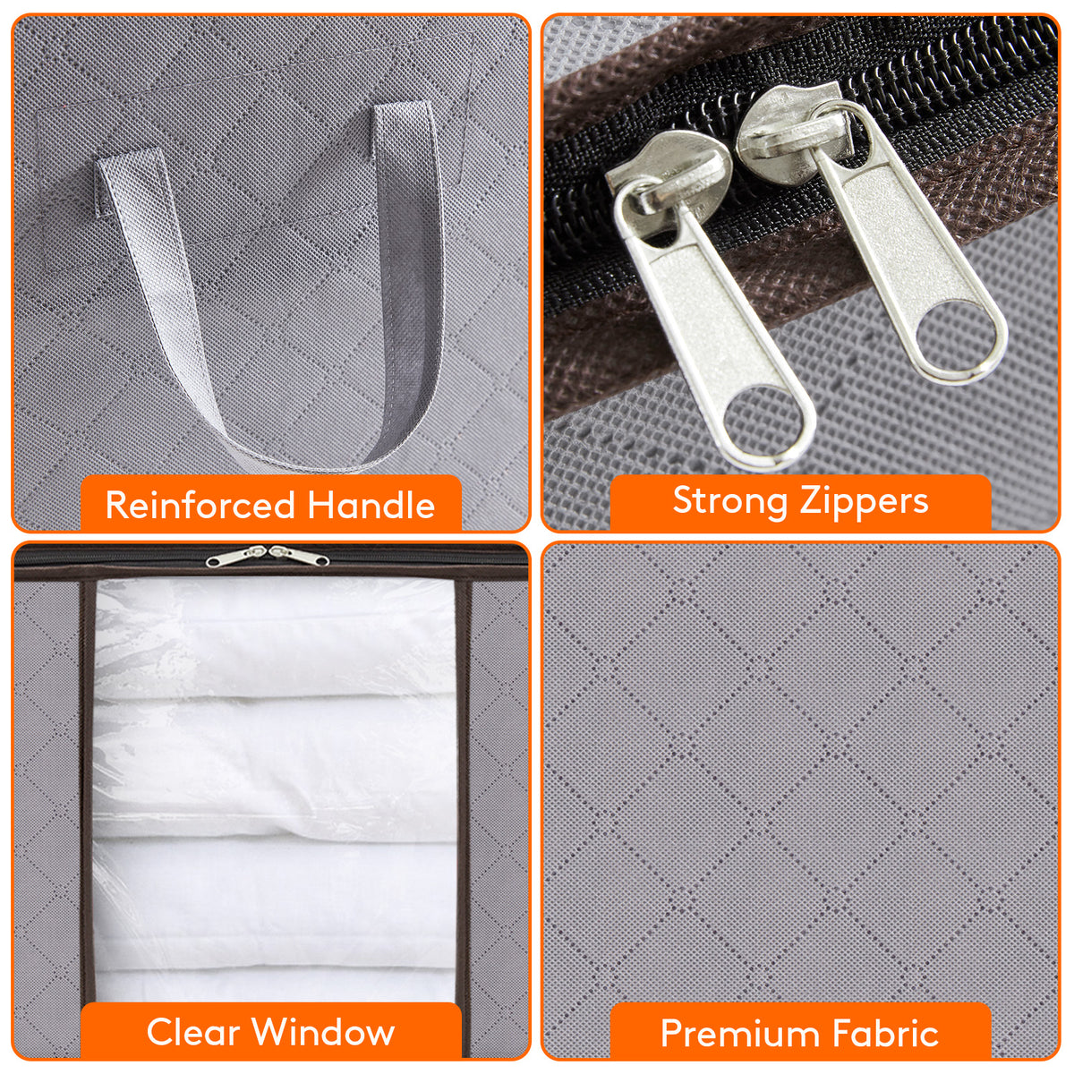 Storage Bags Moving Boxes Wardrobe Storage Organiser with Reinforced ...