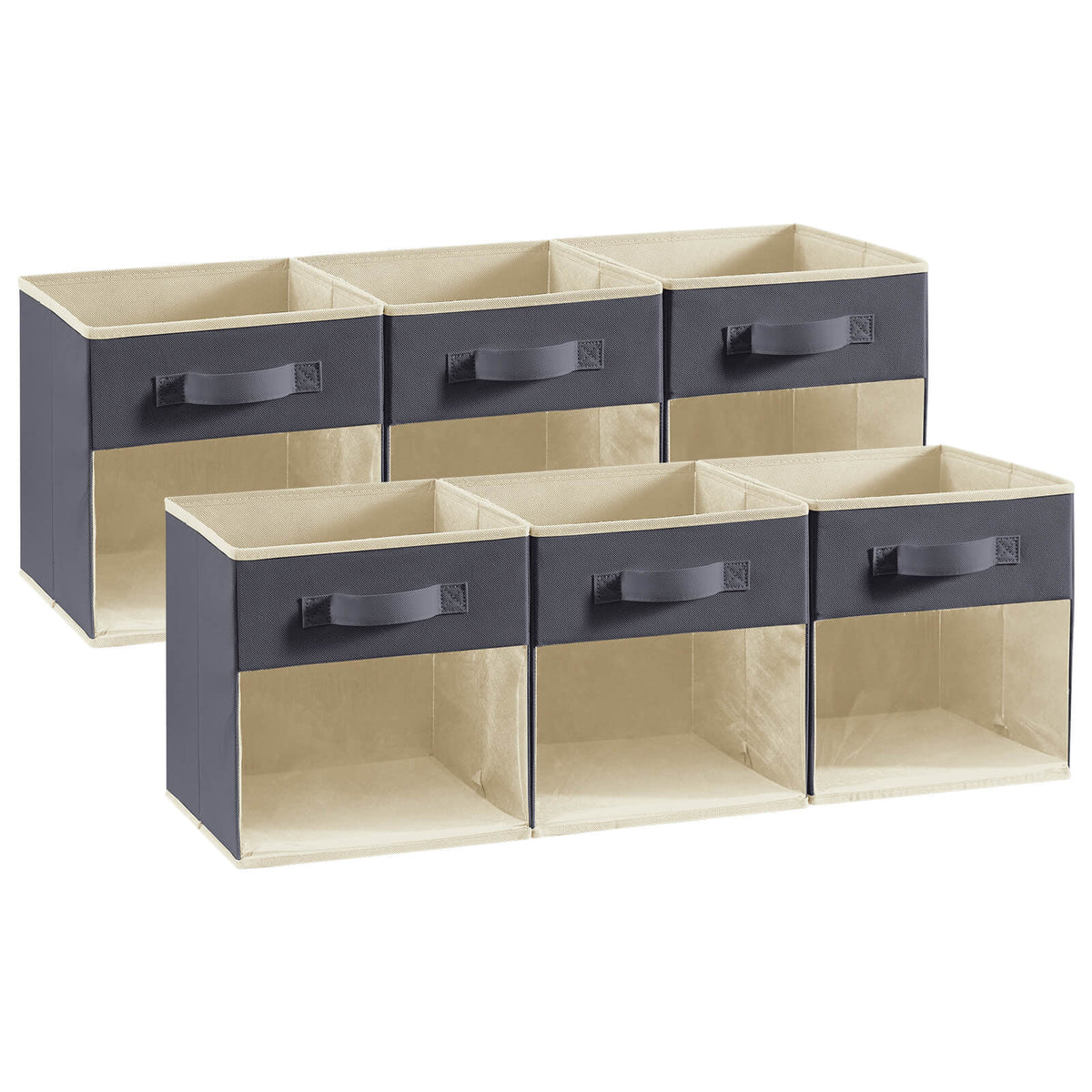 Collapsible Fabric Cube Storage Boxes, Set of 6, Grey/Black - Lifewit ...