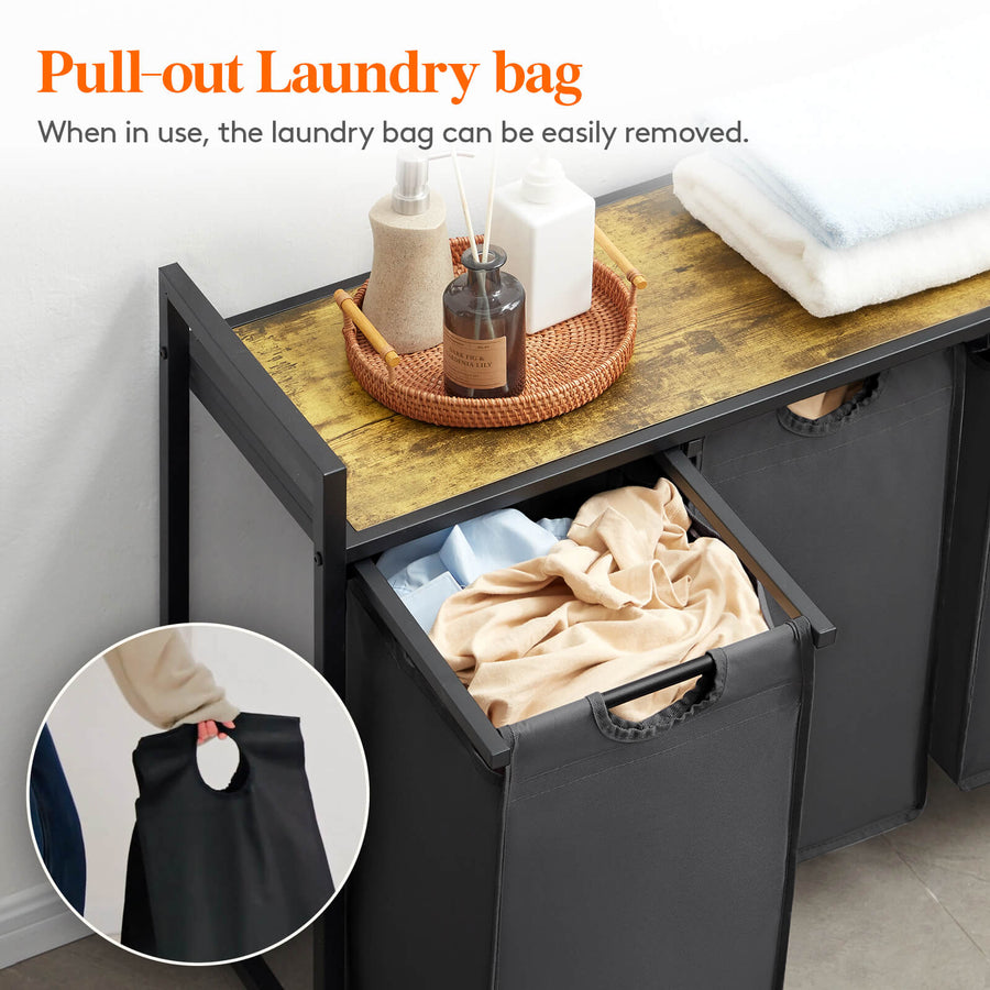 Pull Out Laundry Hamper, 3 Section, Black/Gray - Lifewit – Lifewitstore