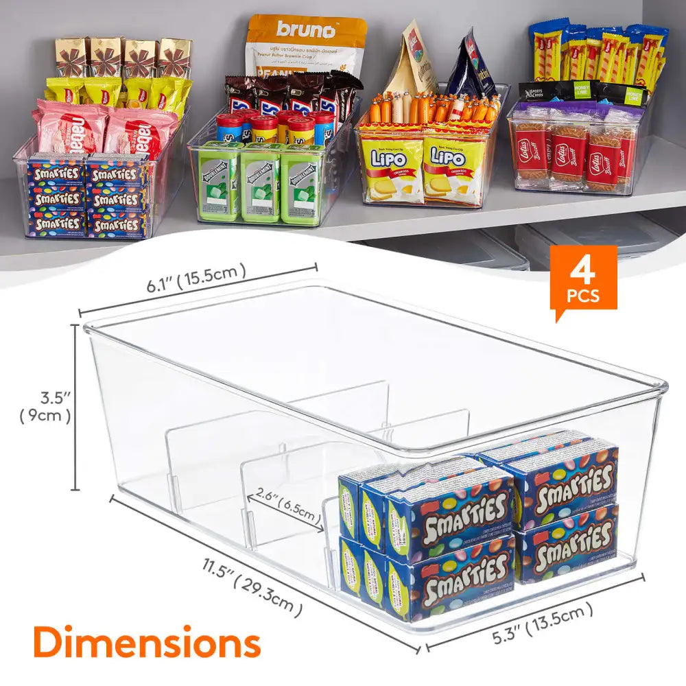 Pantry Snack Organizer Bins, Plastic Snack Organizer Box - Lifewit ...